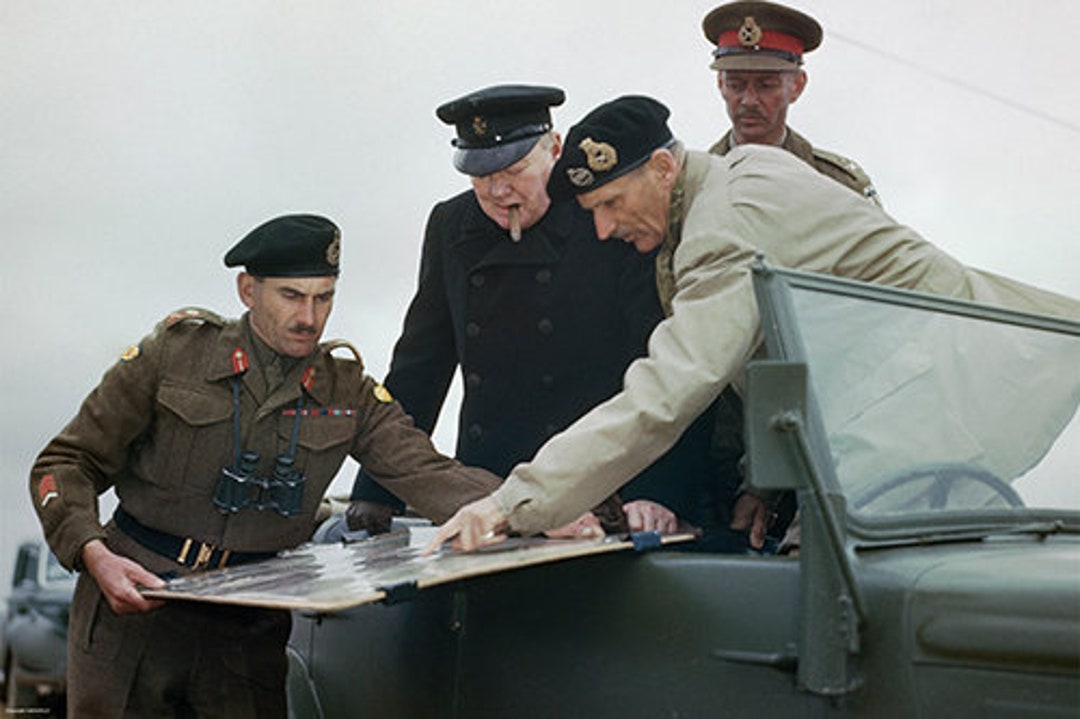 United Kingdom D-day Invasion Rare Photo of Churchill With Field ...