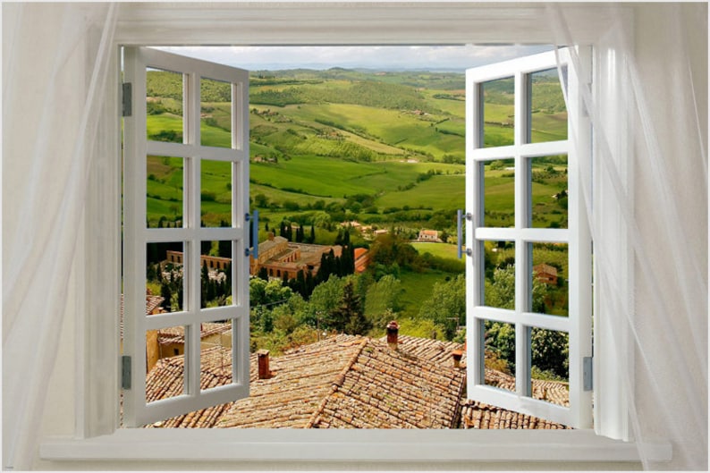 Scenic Window Onto Beauriful Tuscany Italian Countryside Poster Art ...