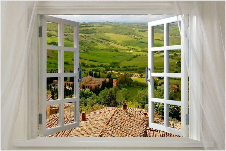 Scenic Window Onto Beauriful Tuscany Italian Countryside Poster Art ...