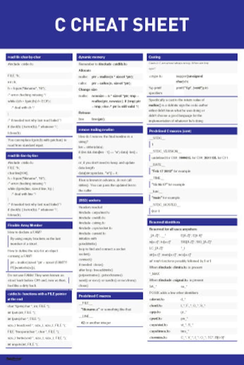 C Computer Programming Language Handy Guide Quick Reference Educational ...