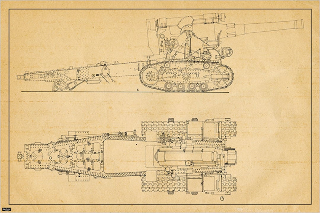 203 Mm Howitzer Artillery Piece M1931 (B-4) Patent Blueprint ...