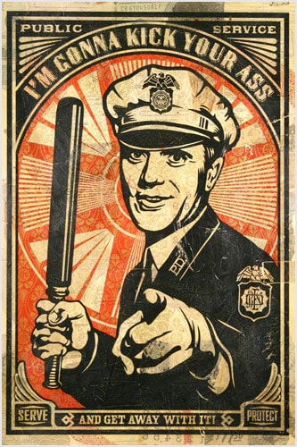 Retro Art Satirical Old Fashion Police Officer Cop in Uniform With ...