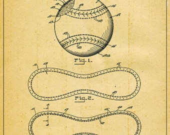 1928 Baseball Ball US Patent Blueprint Engineering Technical - Etsy