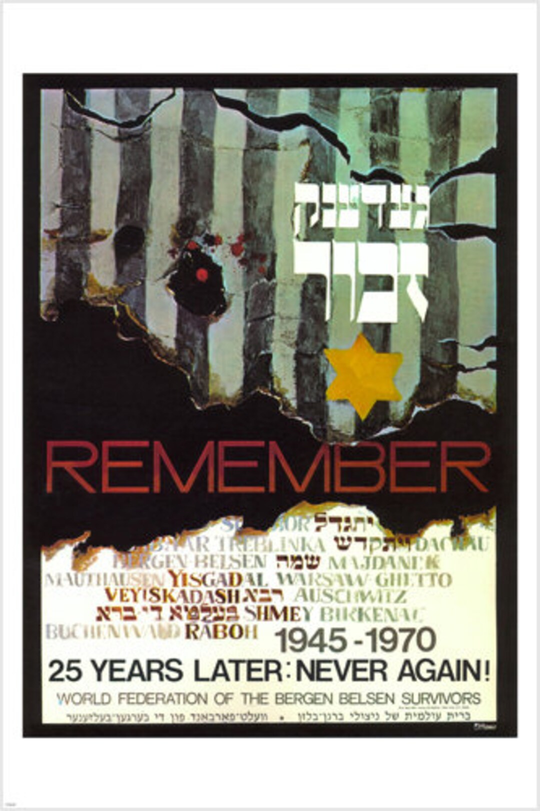 USA Remember the Jewish Holocaust 1945-1970 25 Years Later Never Again ...