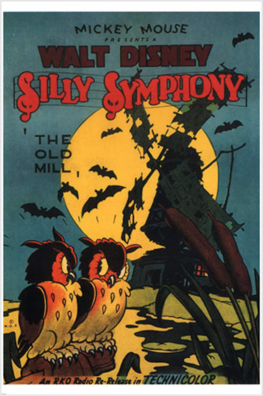 1937 Retro Art Decorative Silly Symphonies Cartoon in the Old Mill ...