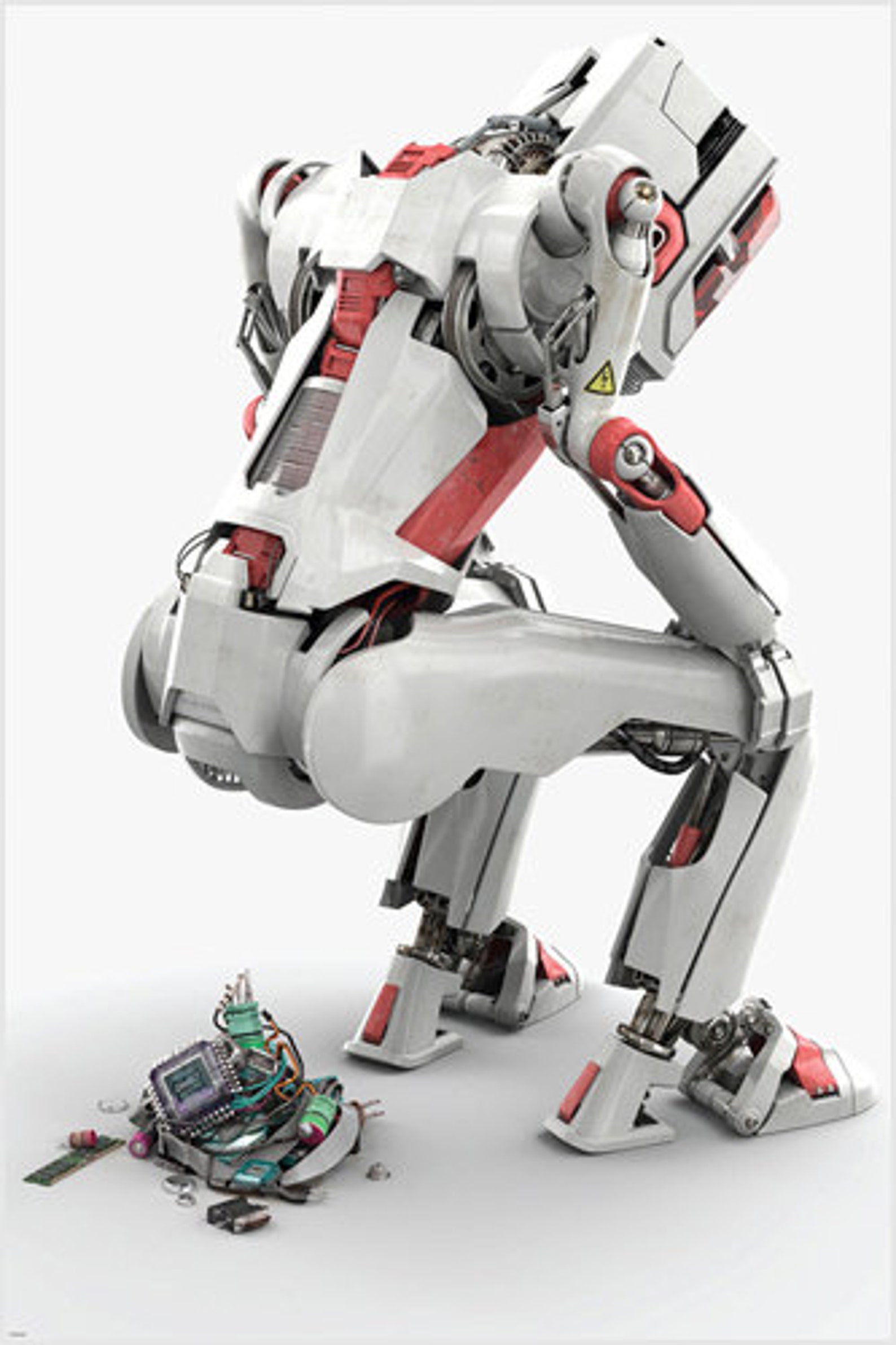 Hilarious Futuristic Humanized Robot Taking an Electronic Poop Poster ...