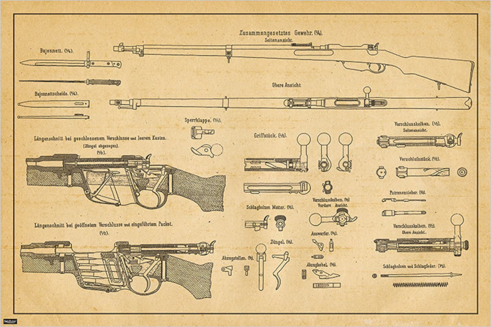 Rotary-magazine Bolt-action Rifle Patent Blueprint Engineering ...