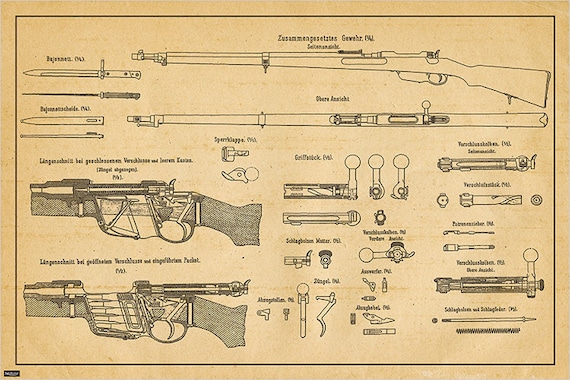 Rotary-magazine Bolt-action Rifle Patent Blueprint Engineering | Etsy
