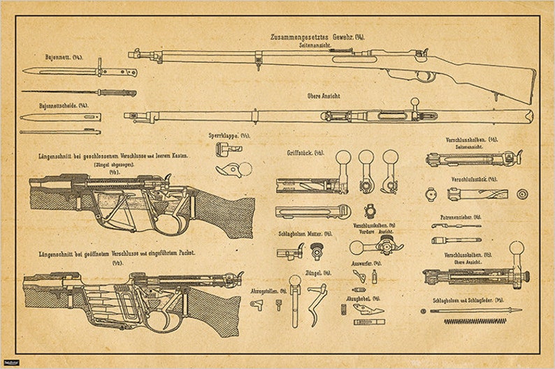 Rotary-magazine Bolt-action Rifle Patent Blueprint Engineering ...