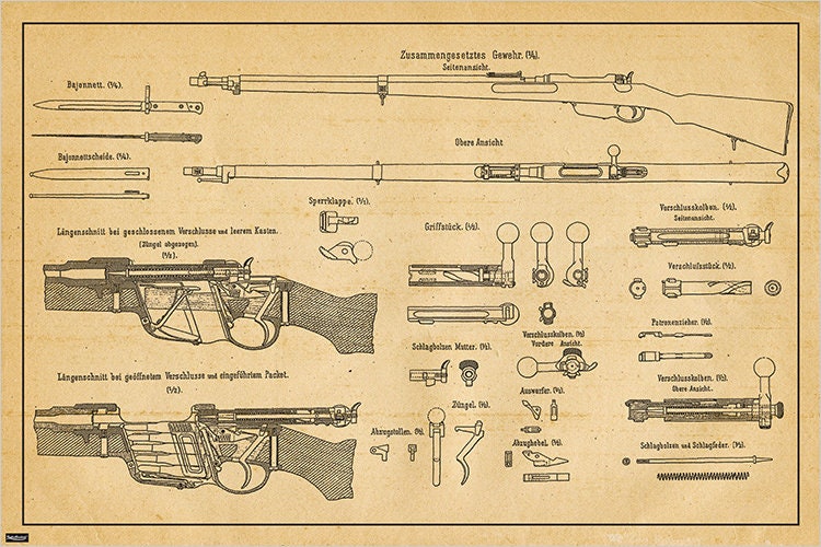 Rotary-magazine Bolt-action Rifle Patent Blueprint Engineering ...