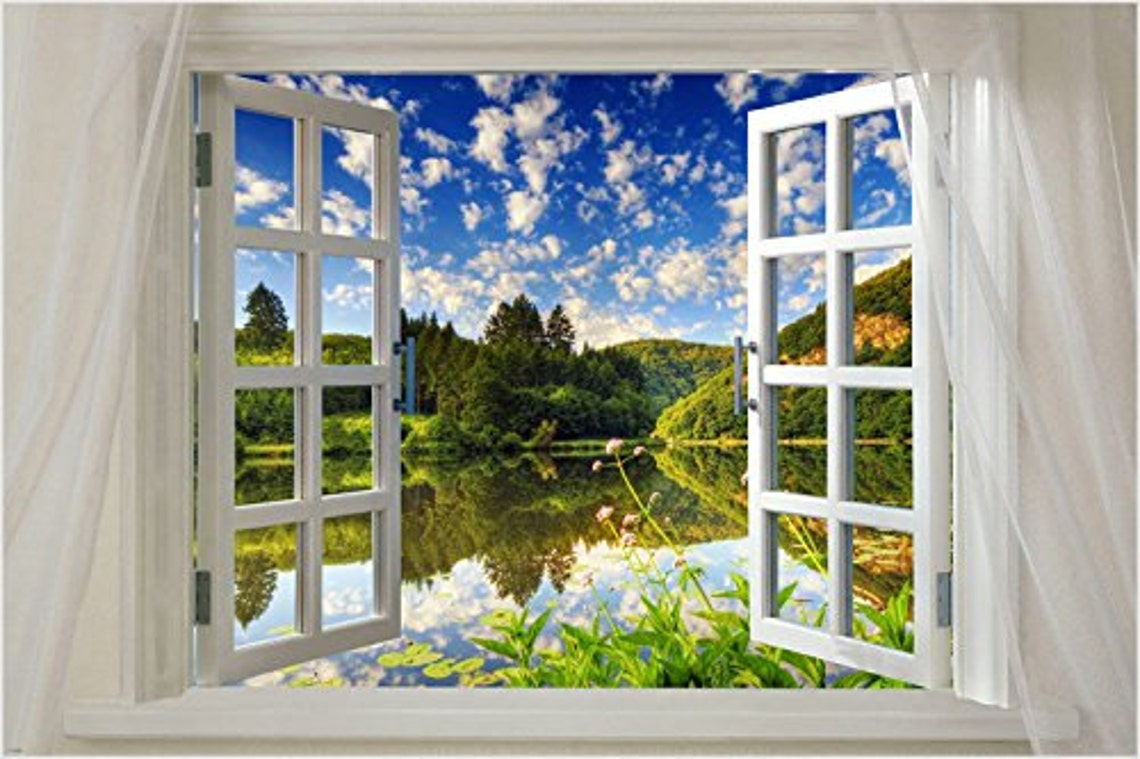 Open Window Onto Beautiful Lake Scenic Poster Water Reflection - Etsy