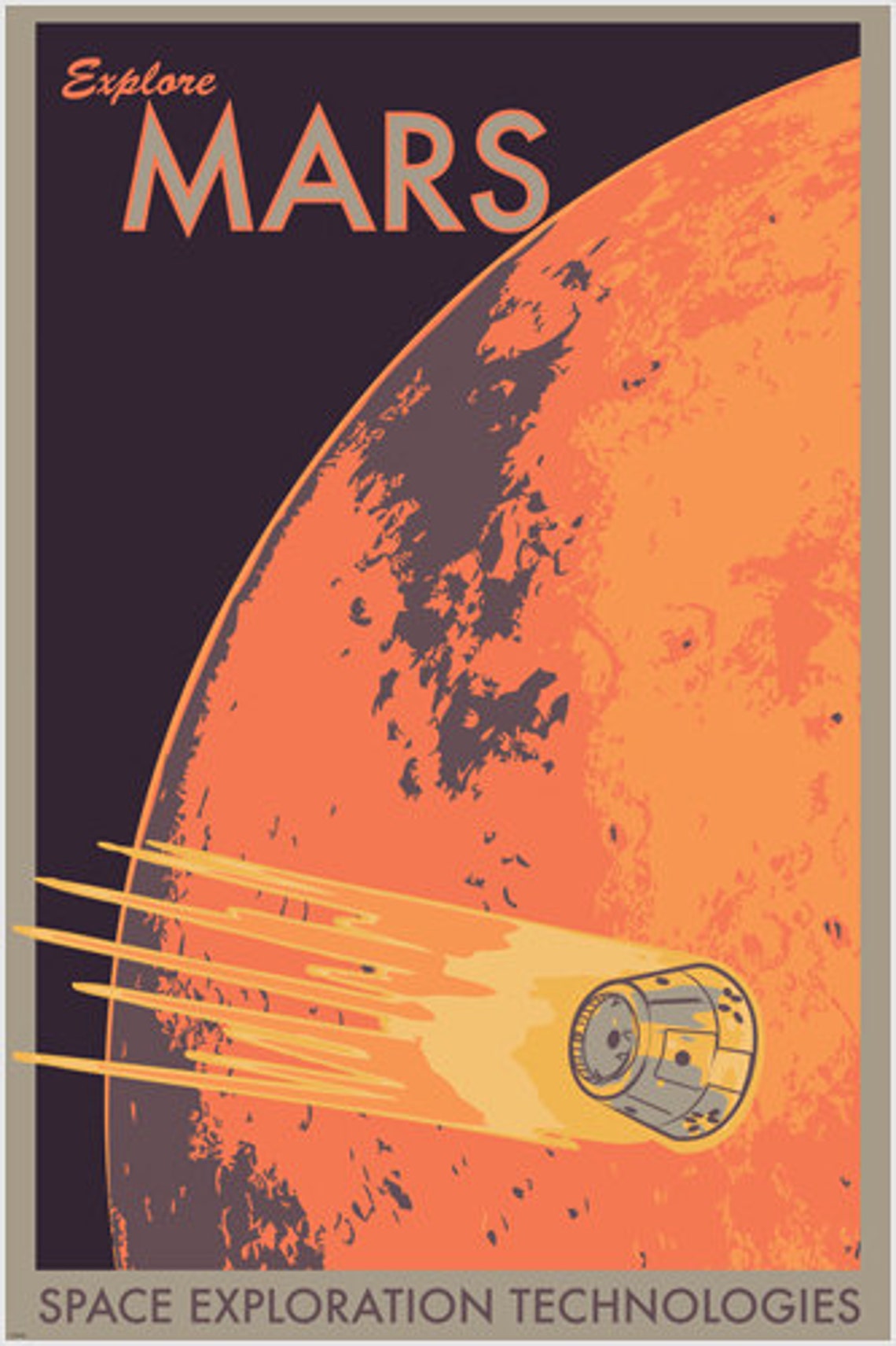 NASA Explore Mars Poster Retro Classic Planet Outer Space - Etsy