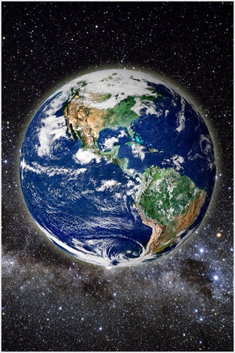 Decorative Beautiful Picture of Earth From Space Poster Clear ...
