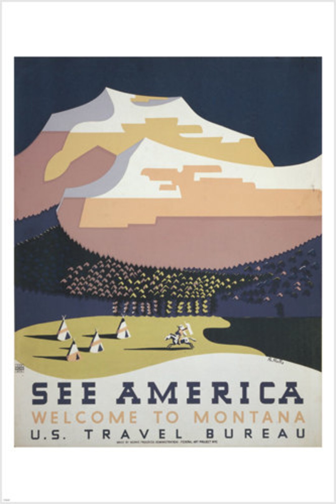 Retro Art Decorative See America Campaign Welcome to Montana Vintage ...