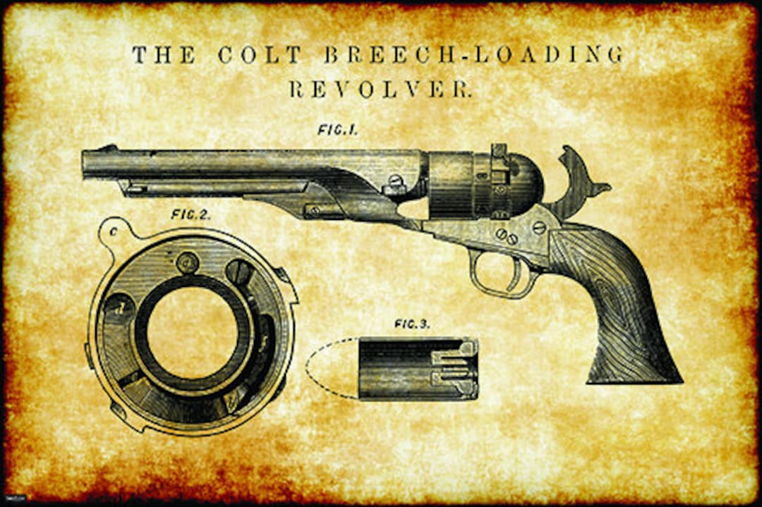 Retro Vintage Gun Firemarm Breech-loading Revolver Pistol Engineering ...