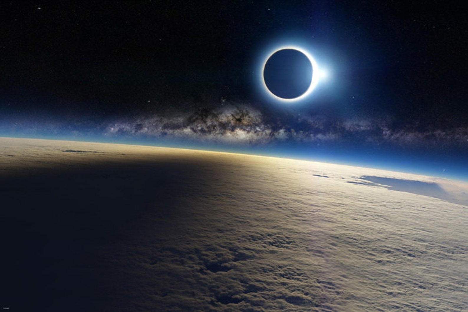 Decorative Eclipse Shot Above the Clouds Milky Way Spectacular Space ...