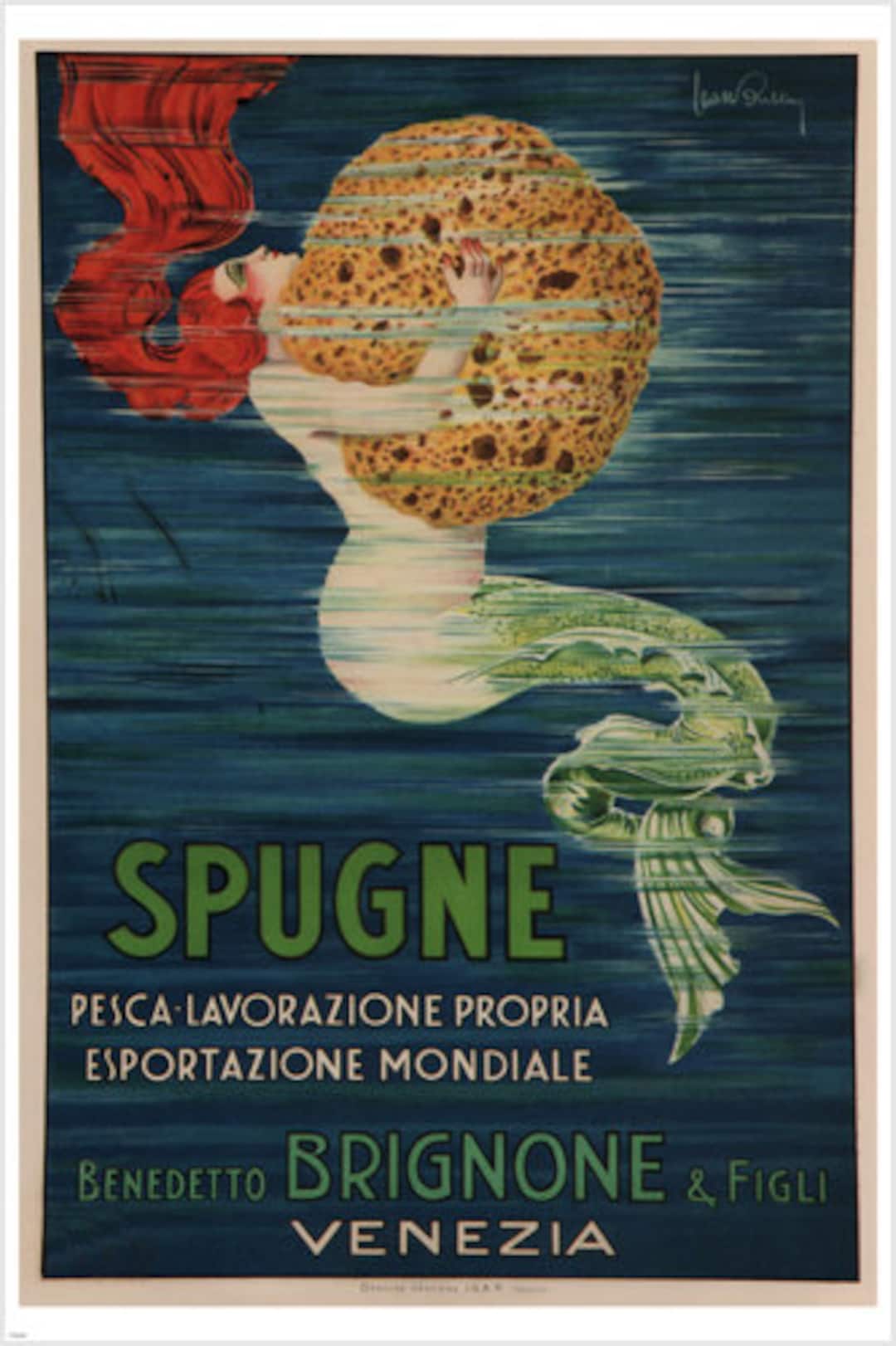Mermaid Grabbing Sponge Old Fashion European Vintage Ad Poster L Buttin ...