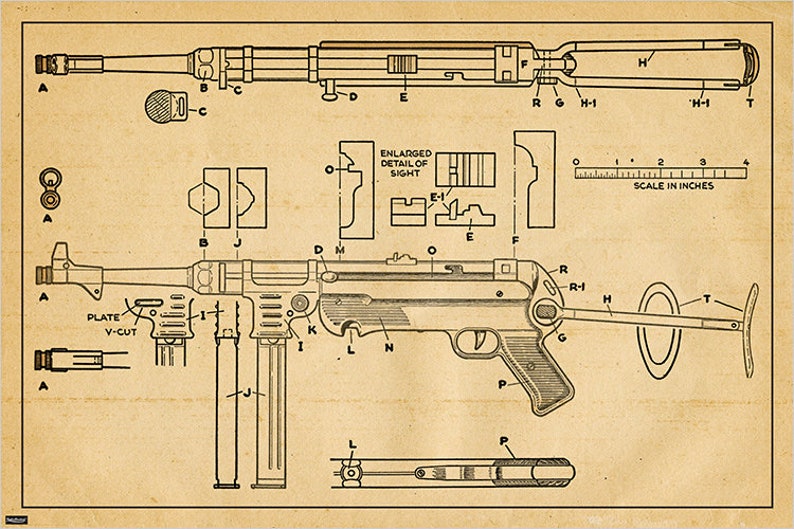 M40 Bolt-action Sniper Rifle US Patent Blueprint Engineering Technical ...