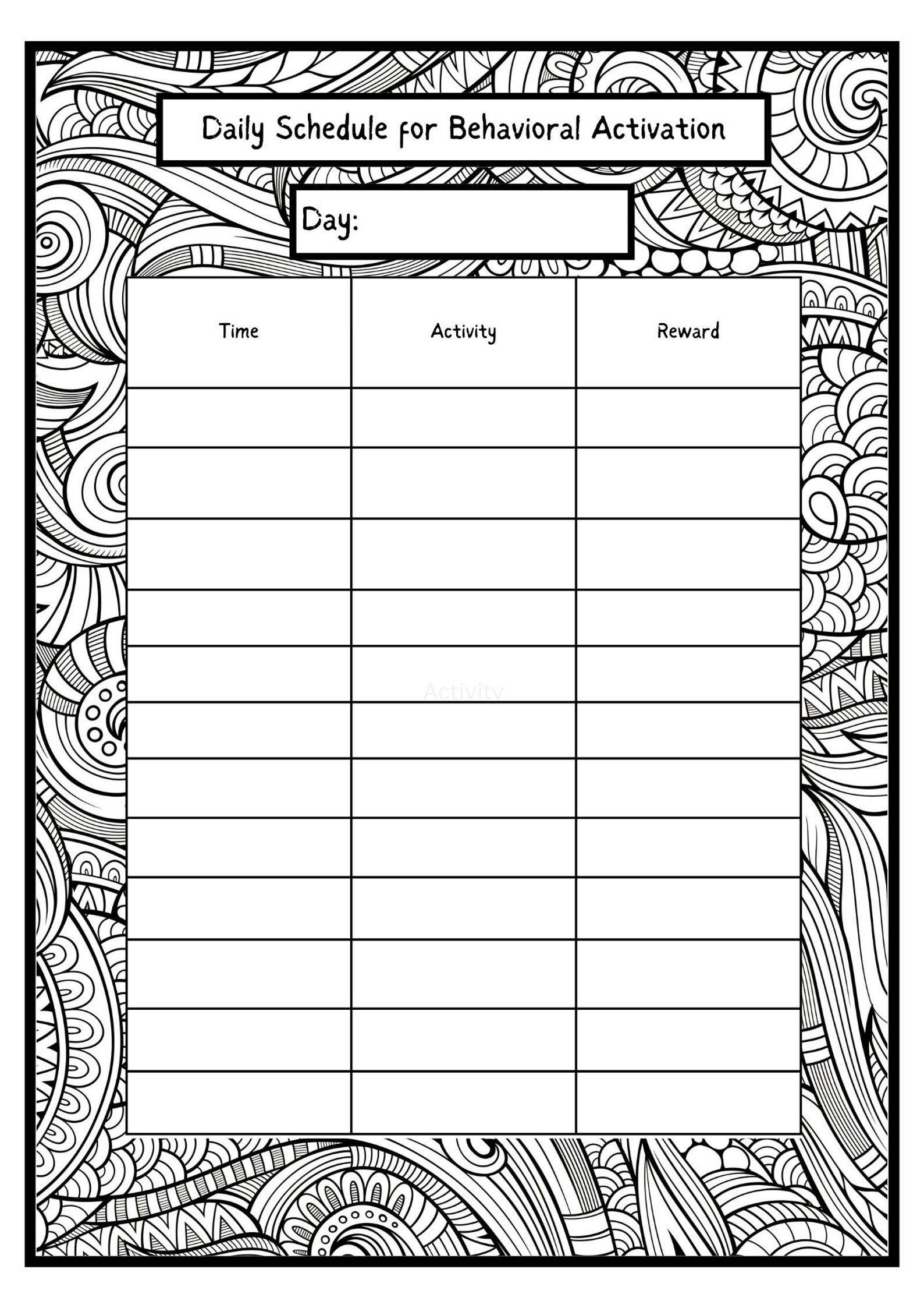 CBT Worksheet Behavioral Activation Worksheet Bundle With Mindfulness ...