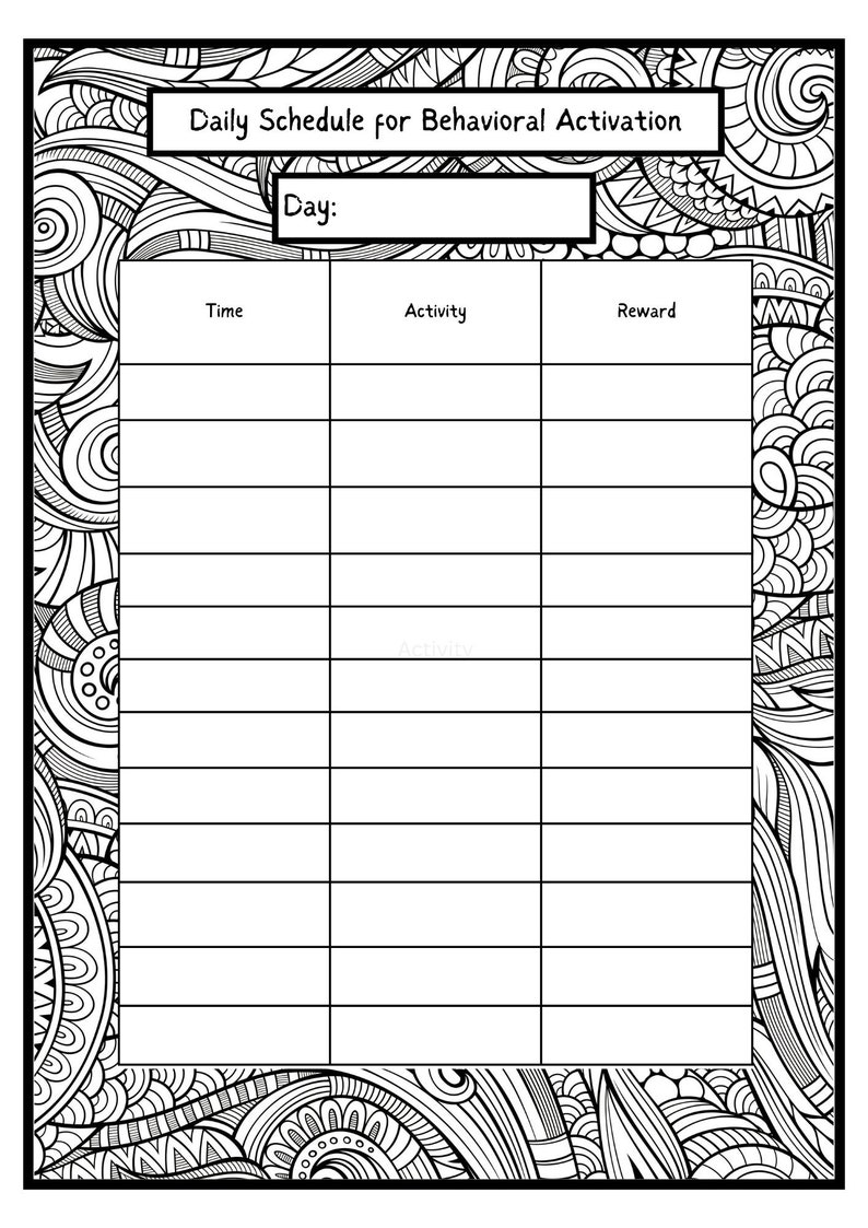 CBT Worksheet Behavioral Activation Worksheet Bundle With Mindfulness ...