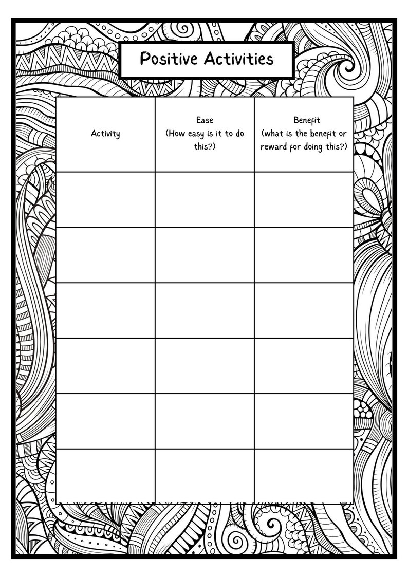 CBT Worksheet Behavioral Activation Worksheet Bundle With Mindfulness ...