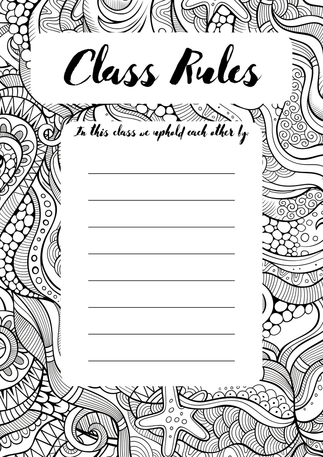 Class Rules Poster Set in Mindfulness Coloring - Etsy