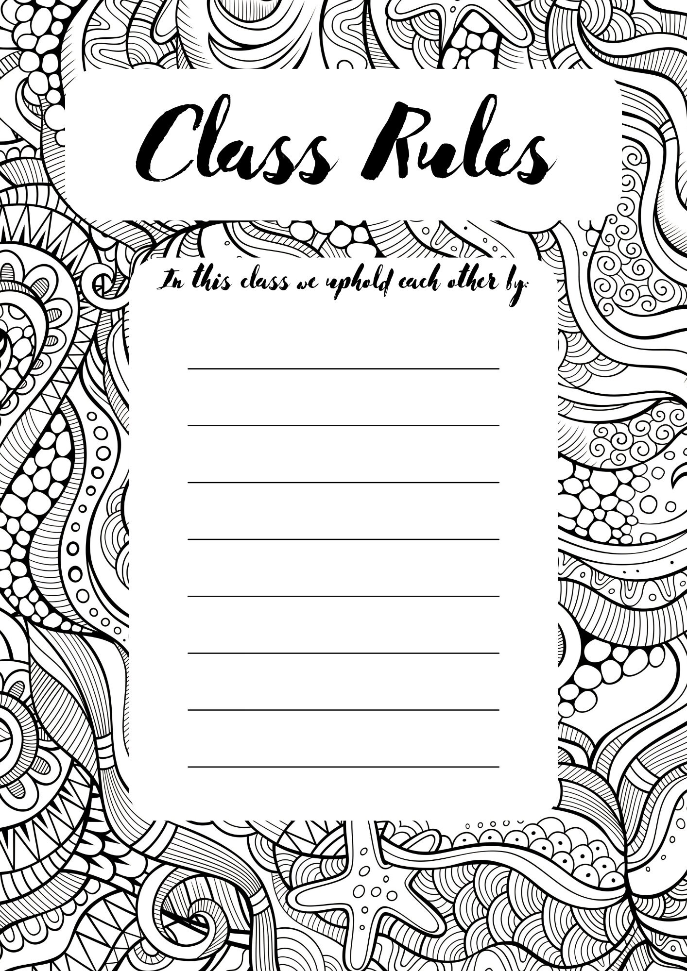 Class Rules Poster Set in Mindfulness Coloring - Etsy