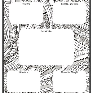 CBT Worksheets Cognitive Distortions Bundle Within Mindfulness Coloring ...