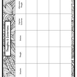 CBT Worksheets Cognitive Distortions Bundle Within Mindfulness Coloring ...