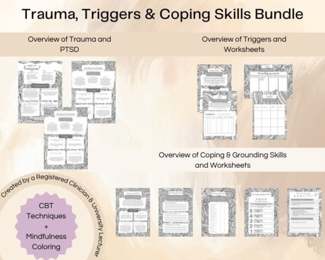 CBT Worksheets Trauma & PTSD Worksheets - Trauma, Triggers and Coping ...