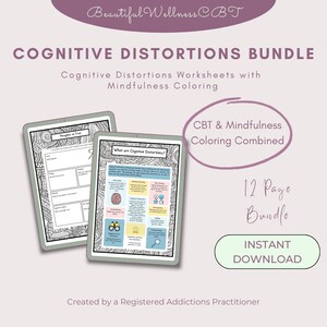 CBT Worksheets Cognitive Distortions Bundle Within Mindfulness Coloring ...