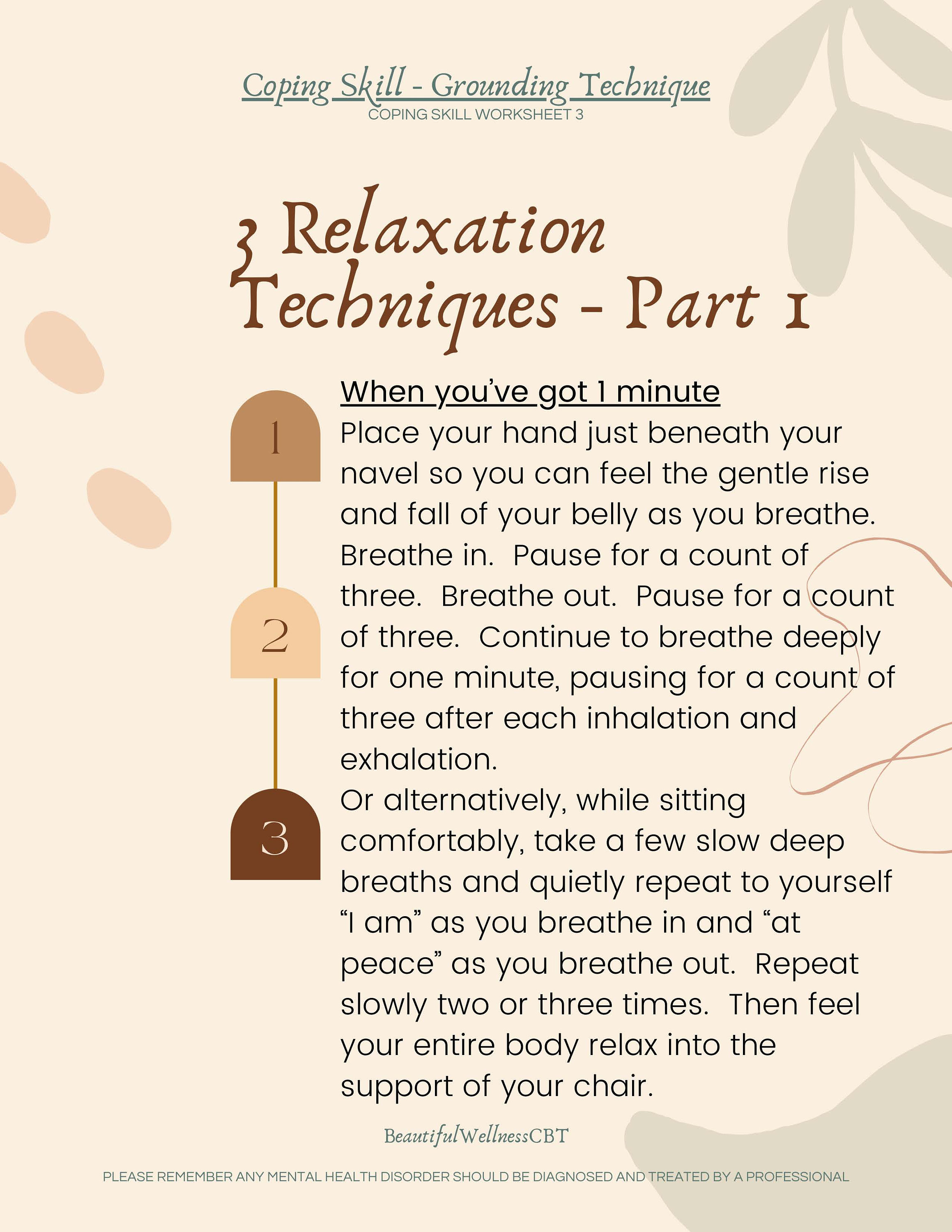CBT Worksheets Coping Skills Coping Strategies and Grounding Techniques ...