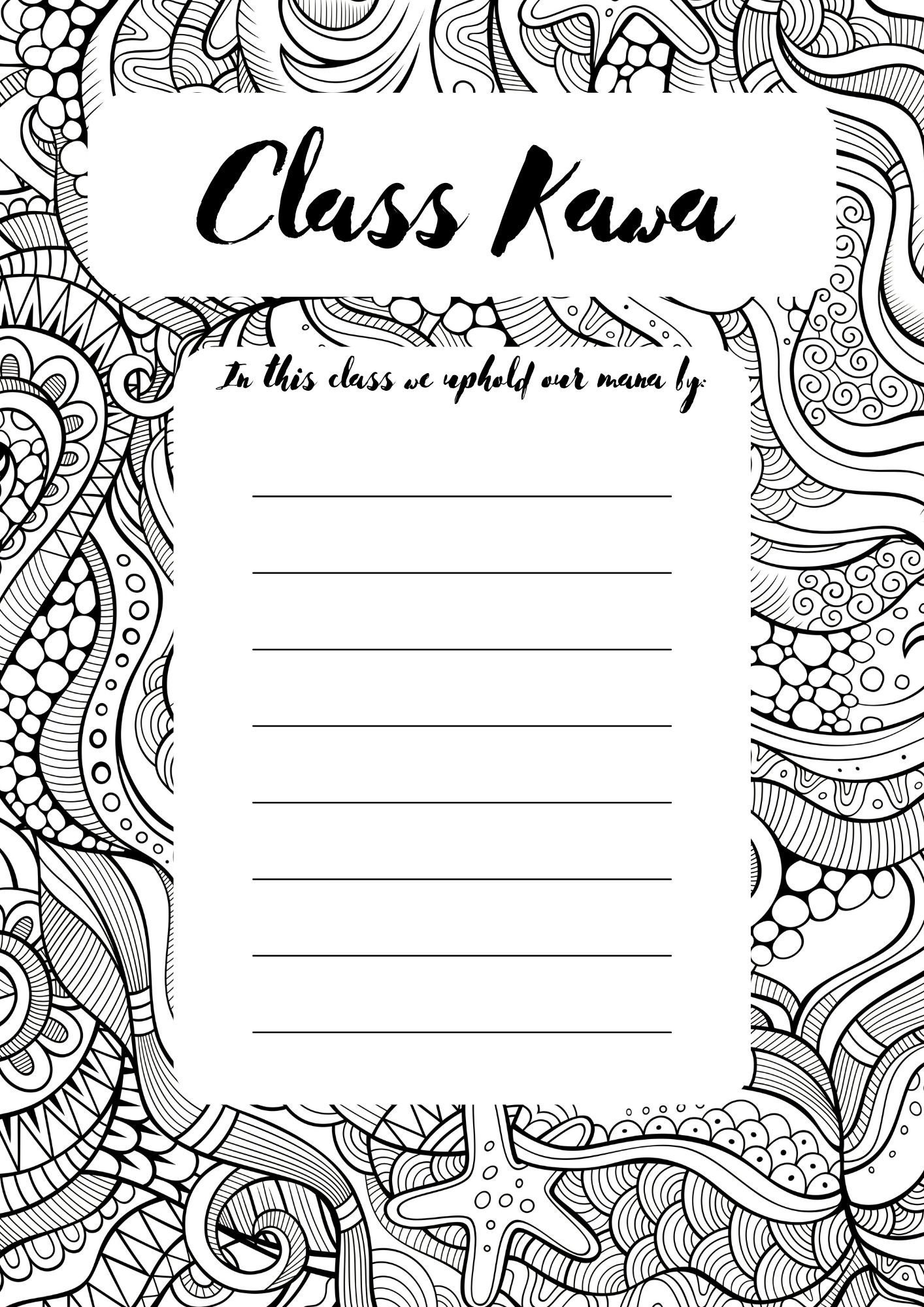 Class Kawa Mindful Coloring Posters for Your ākonga 2 Posters - Etsy