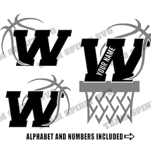 Basketball SVG Basketball Letter W Download File Basketball Net DXF EPS ...
