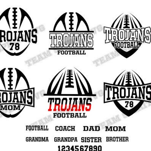 Trojan Football SVG Football Outline Download Files DXF EPS - Etsy