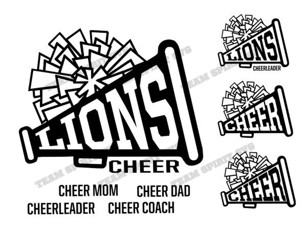 Lions Cheer Megaphone SVG Download Files - Cheerleading DXF, EPS ...