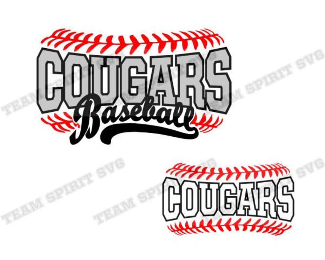 Cougars Baseball SVG Baseball Lace Download Files Baseball Design DXF EPS Silhouette Studio ...