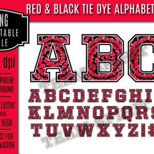 Team Colors Tie Dye Sublimation Alphabet Pack Red Sublimation Design ...
