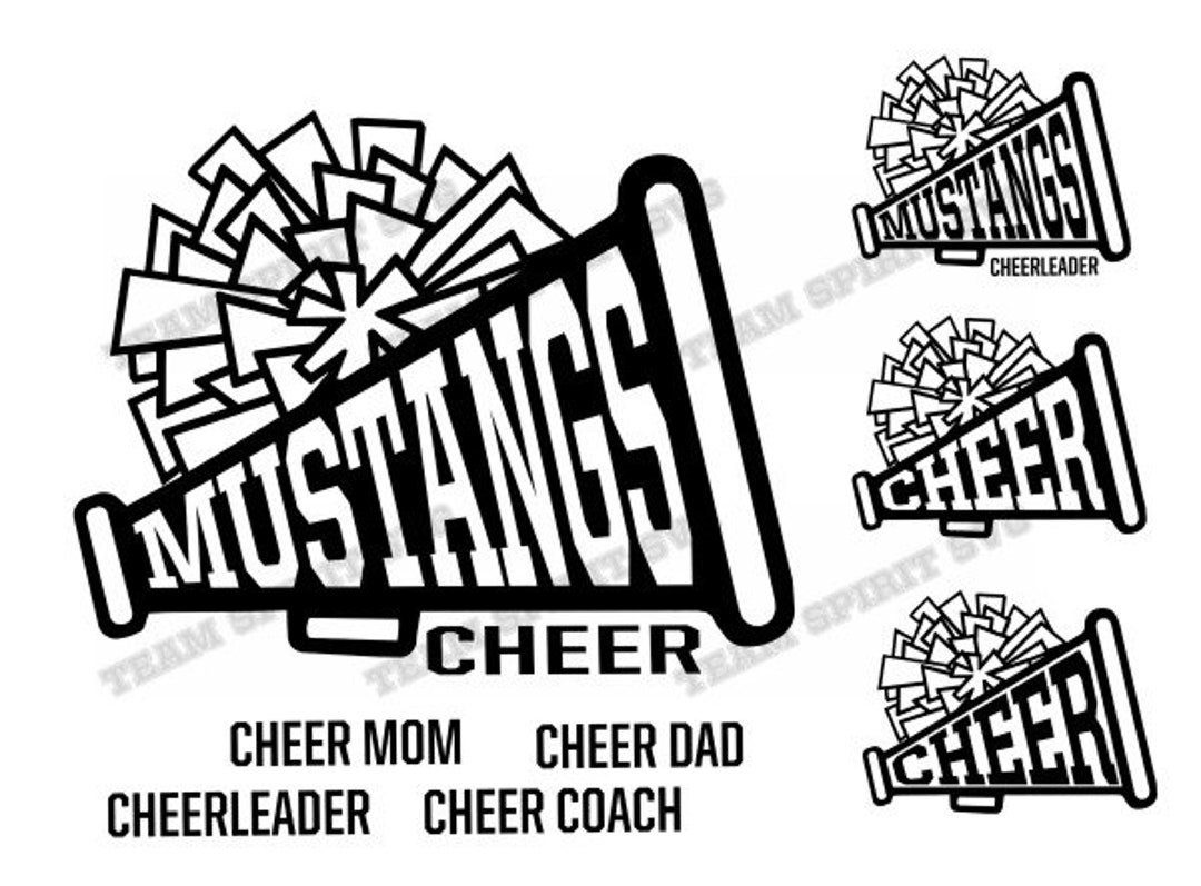 Mustangs Cheer Megaphone SVG Cheerleader Mom Download Files DXF, EPS ...