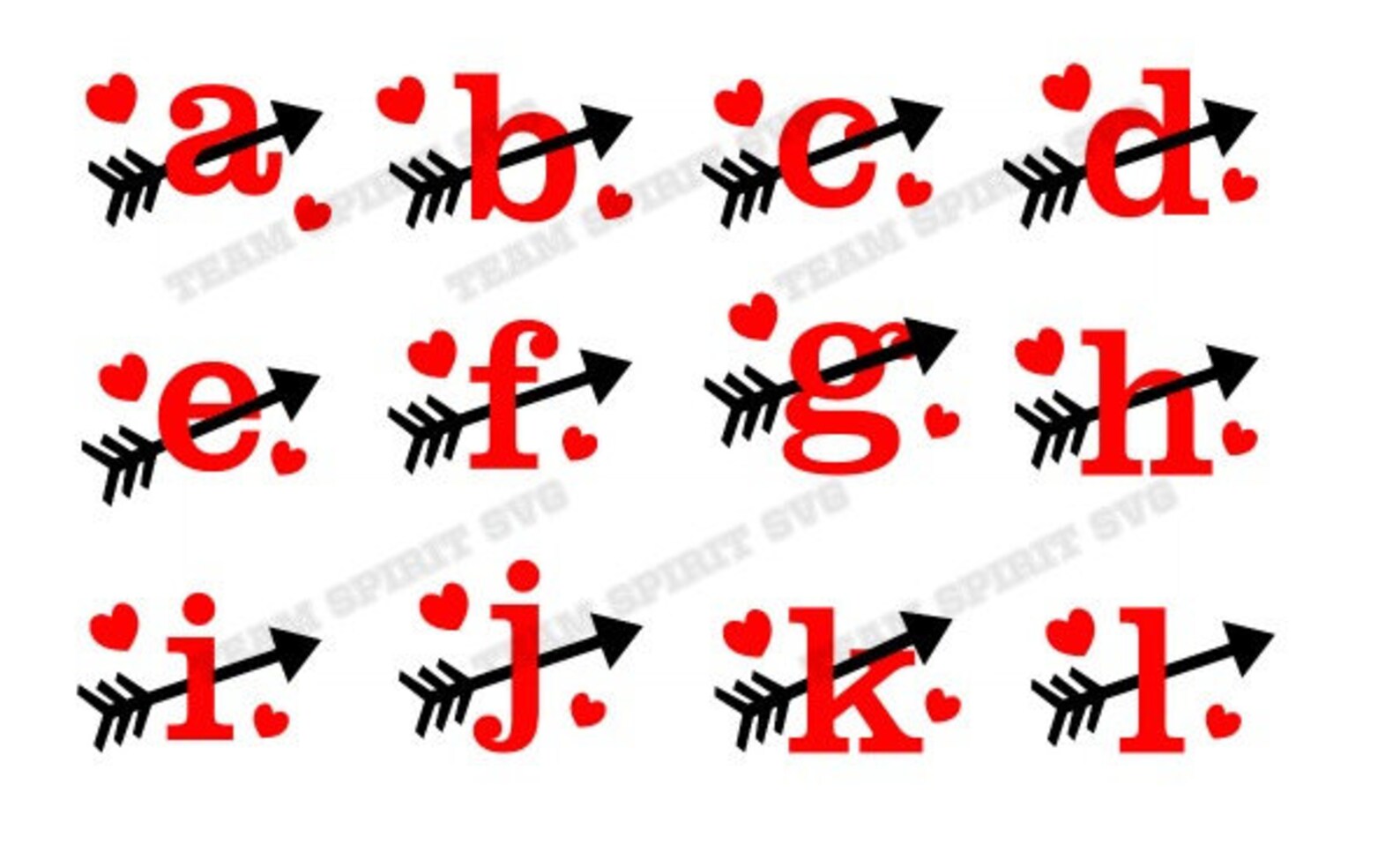 Arrow Font SVG DXF EPS Png Heart Letters Arrow Alphabet - Etsy