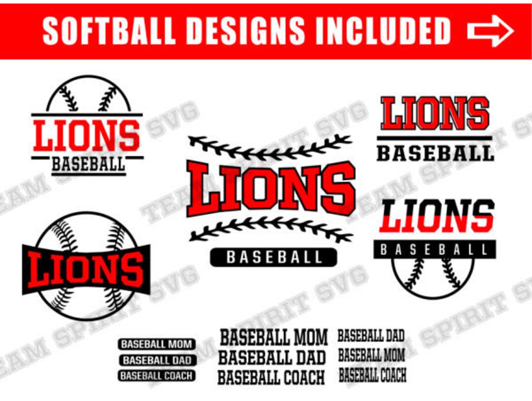 Lions Baseball SVG Baseball Pack Download File Lion Softball Svg DXF ...