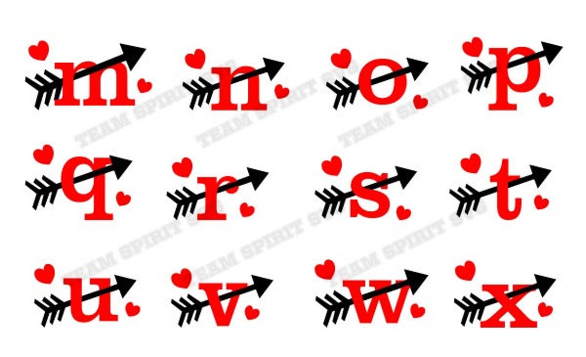 Arrow Font SVG DXF EPS Png Heart Letters Arrow Alphabet - Etsy