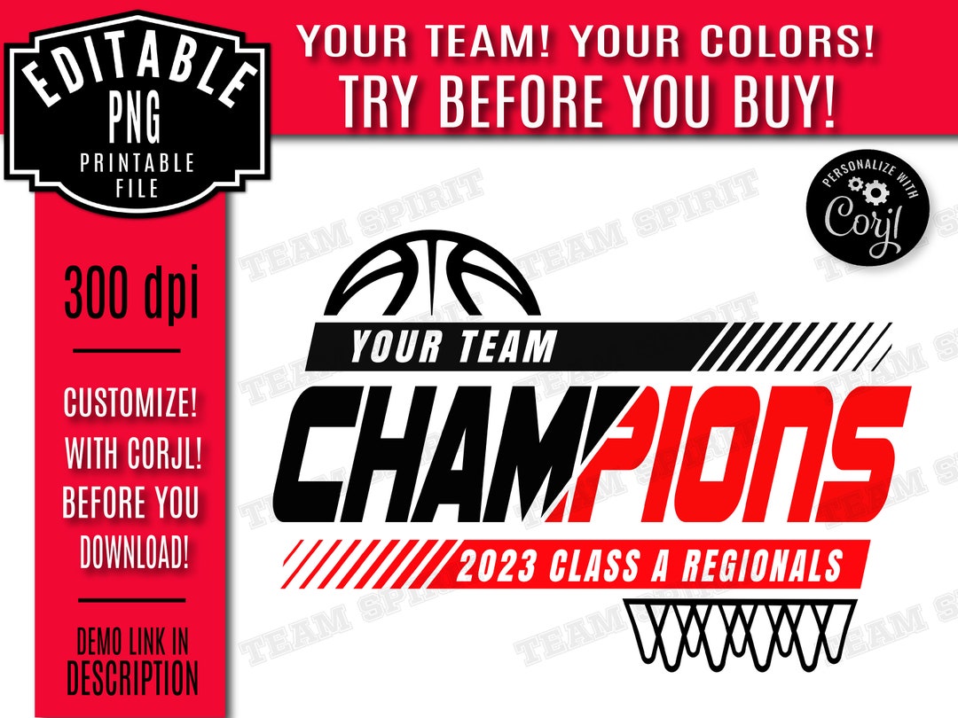 Editable Basketball Champions Sublimation Png Download Customize ...
