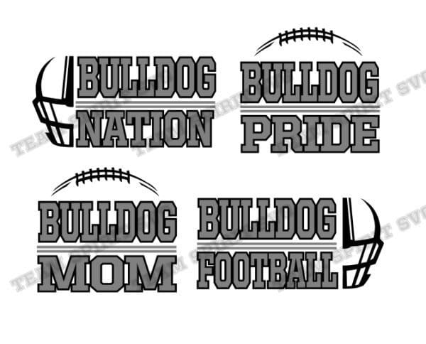 Bulldog Football SVG Football Mom Svg Download File DXF EPS - Etsy