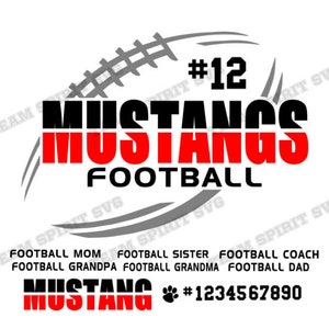 Mustang Football SVG Football Mom Download File DXF, EPS Files ...