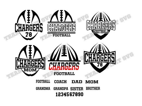 Chargers Football SVG Pack Bundle Football Mom Download Files DXF, EPS ...