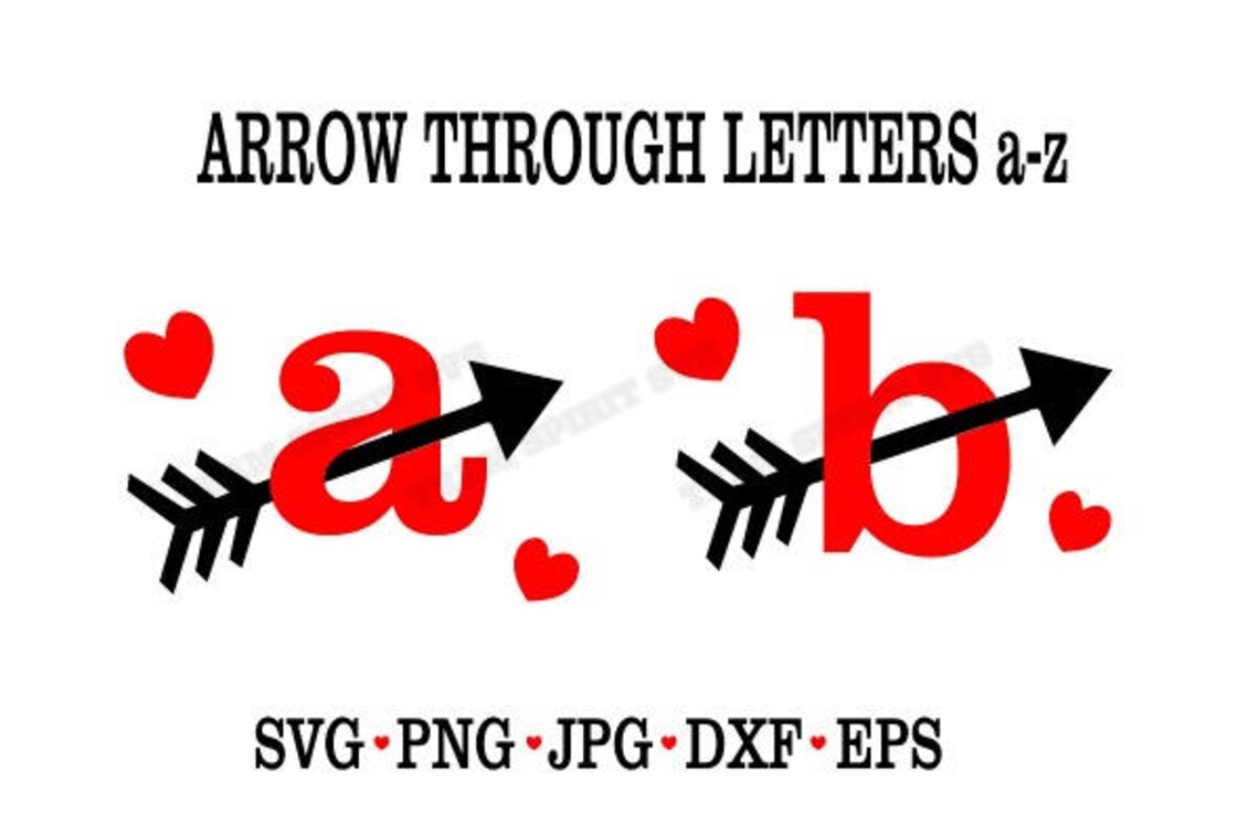 Arrow Font SVG DXF EPS Png Heart Letters Arrow Alphabet - Etsy