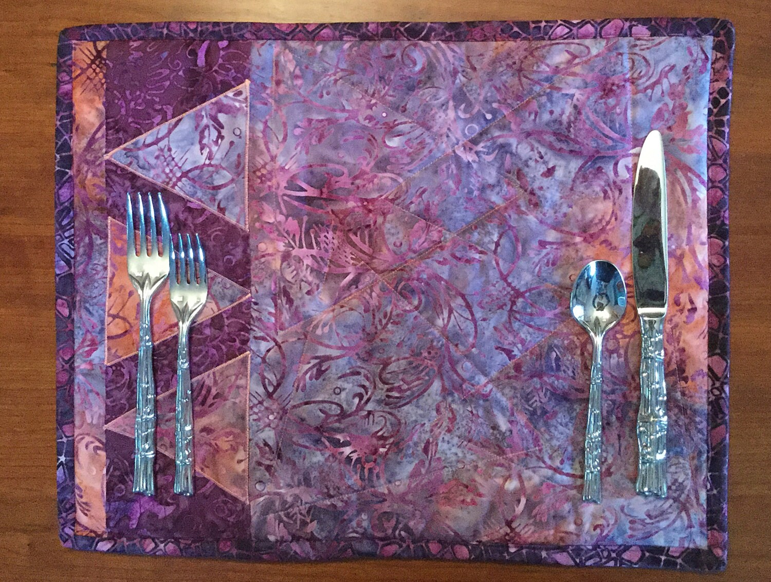 Purple Batik Artsy Modern Placemat Set Set of 6 Fabric - Etsy