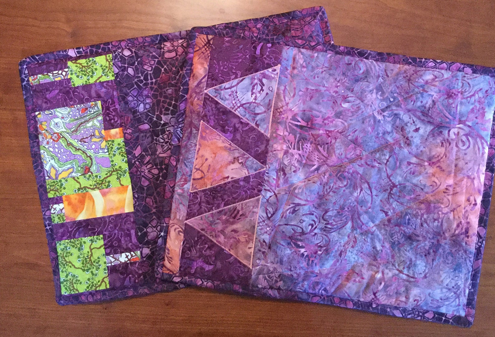 Purple Batik Artsy Modern Placemat Set Set of 6 Fabric - Etsy