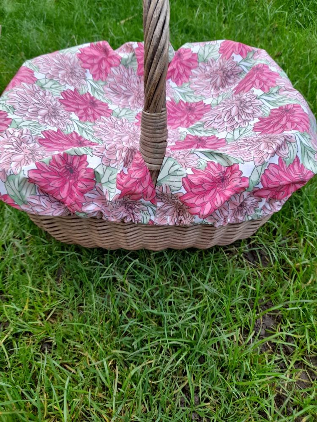 Retro Wicker Shopping Basket Cover Flowers - Etsy